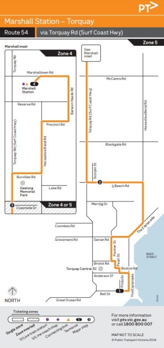 Route 54 Torquay (Bell St) to Marshall Station from 1 December 2024 ...